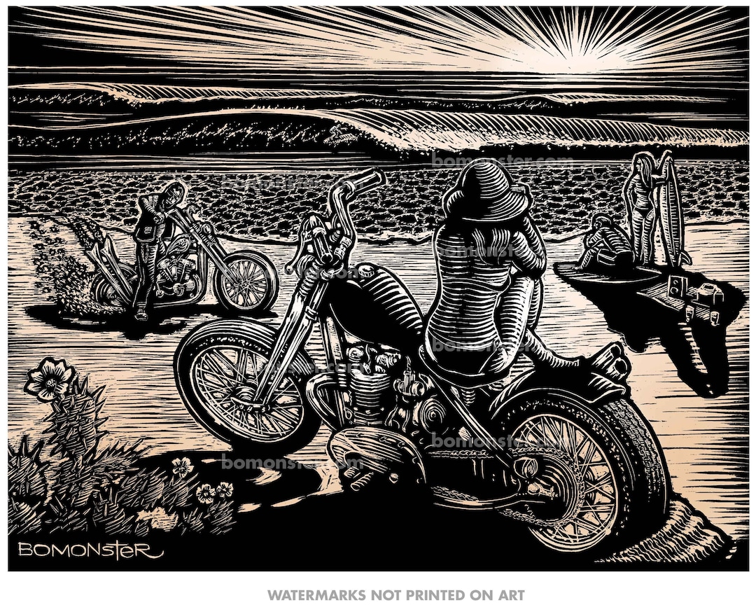 Chopper Motorcycle Signed Litho Art Print "chopper Beach" - Etsy