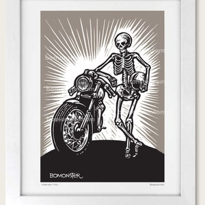 Skull Cafe Racer Signed Litho Art Print "forever Cafe" - Etsy