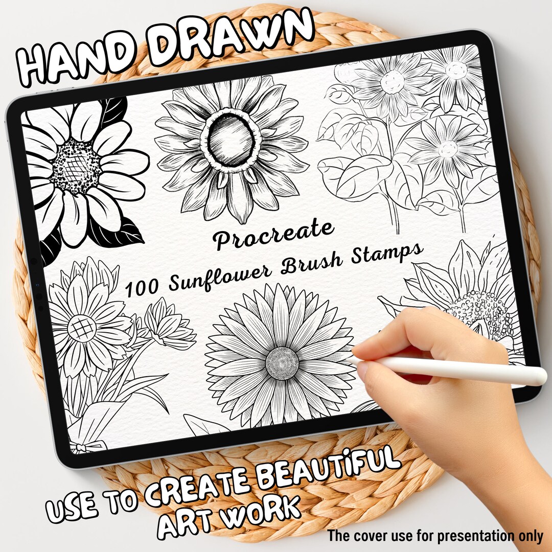 100 Sunflower Brush Stamps | Procreate Sunflower Brush Stamps ...