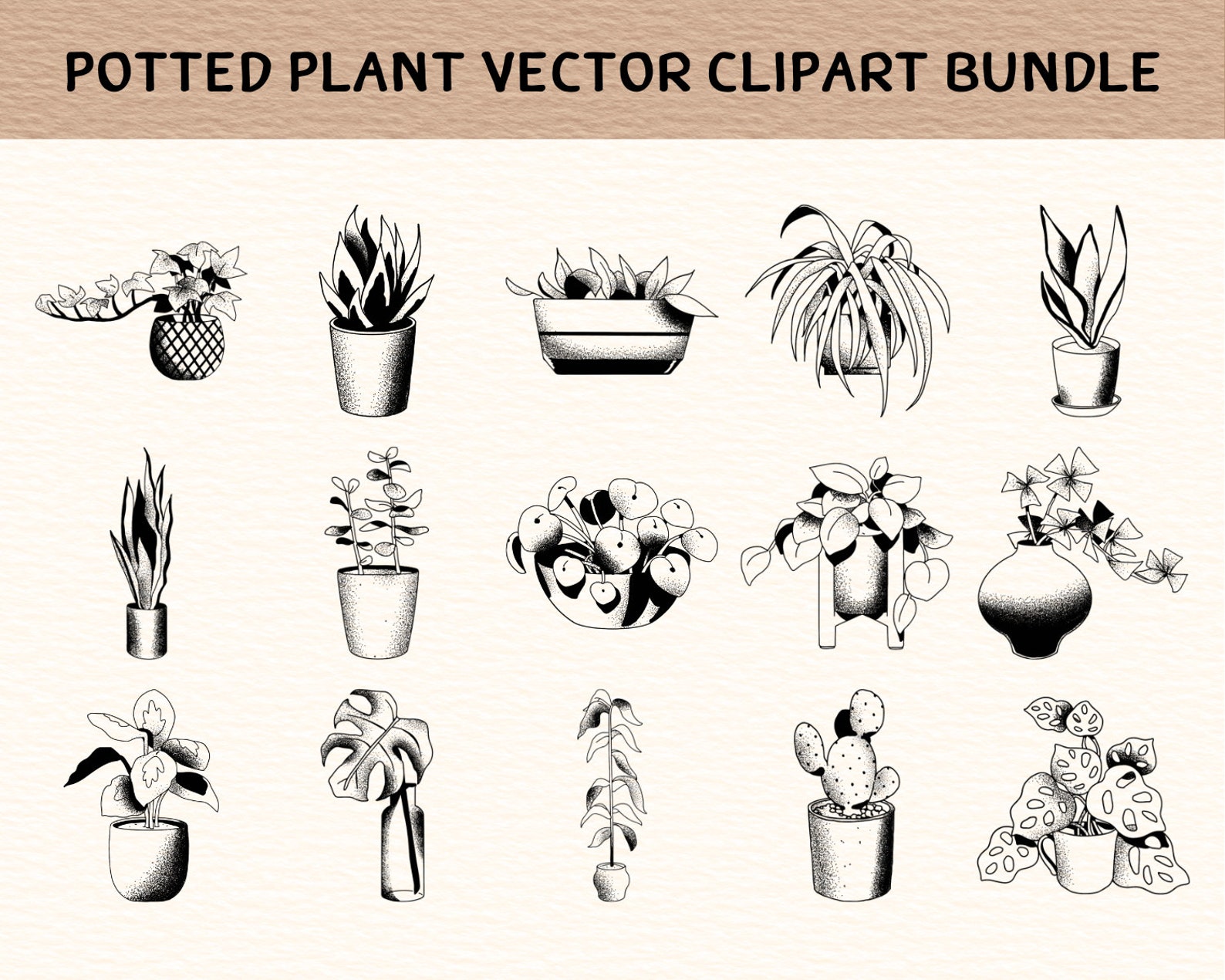 Potted Plant Vector Clipart Bundle Potted Plant Vector Clipart Potted ...