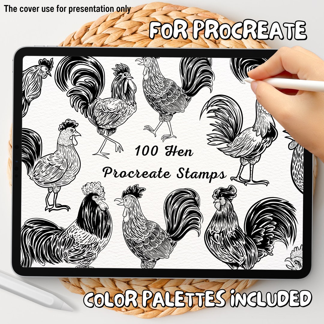 100 Hen Brush Stamps | Procreate Hen Brush Stamps | Hen Procreate ...