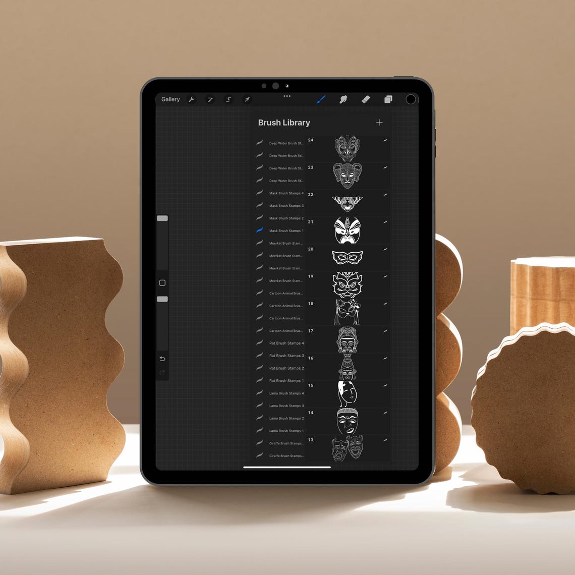 100 Mask Brush Stamps | Procreate Mask Brush Stamps | Mask Procreate ...
