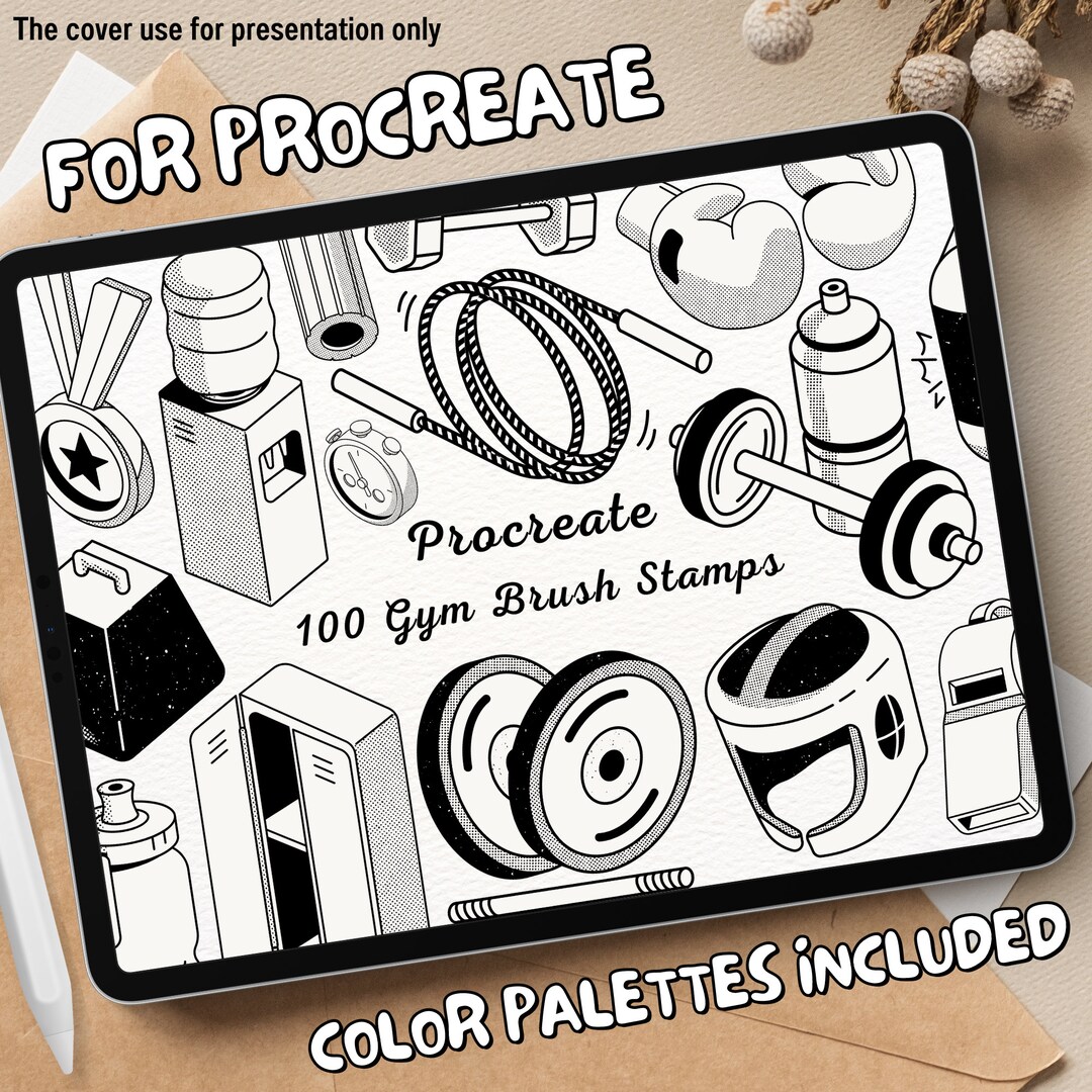 100 Gym Brush Stamps | Procreate Gym Brush Stamps | Gym Procreate ...