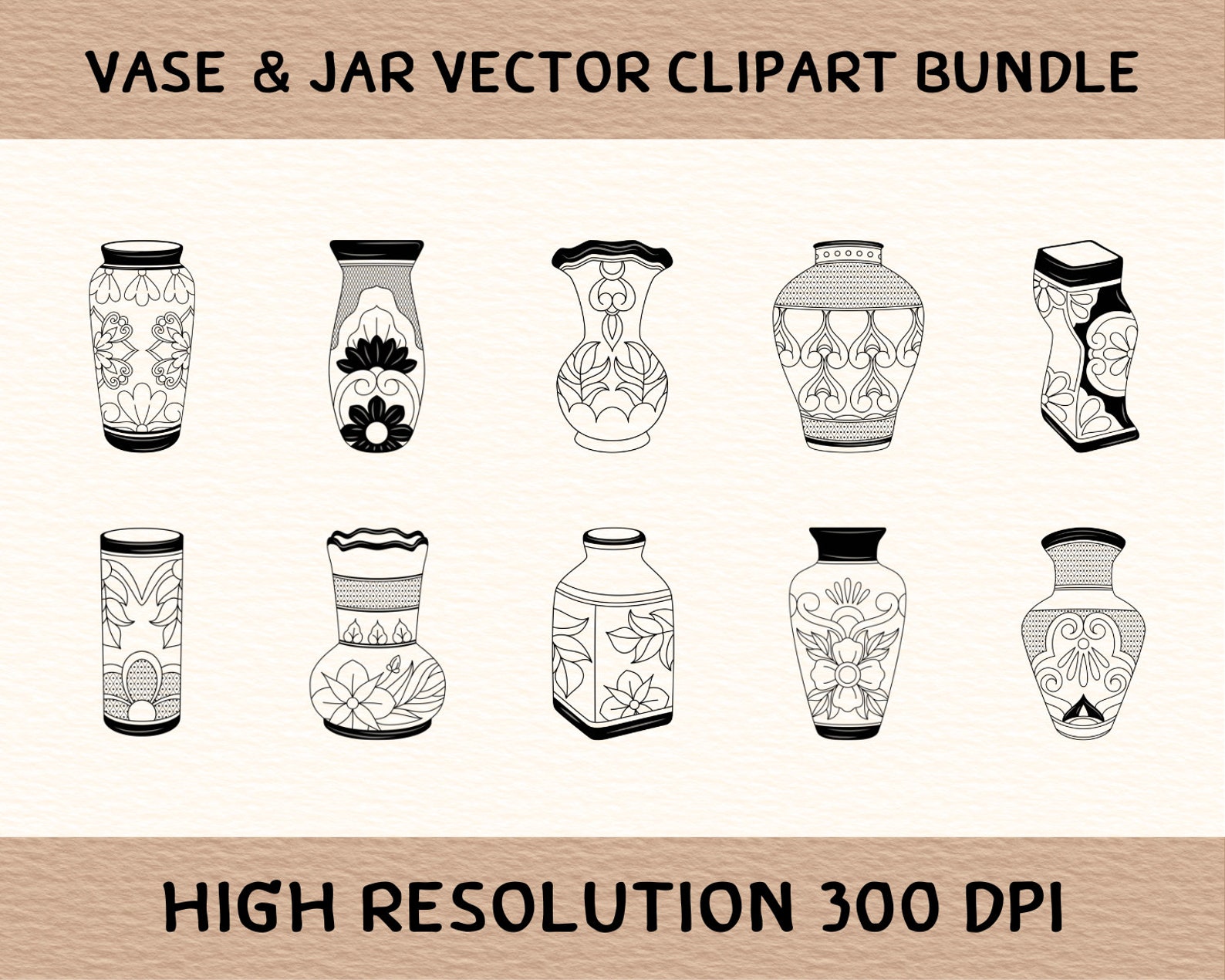 Vase and Jar Vector Clipart Bundle | Vase and Jar Vector Clipart | Vase ...