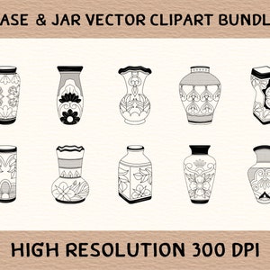 Vase and Jar Vector Clipart Bundle | Vase and Jar Vector Clipart | Vase ...