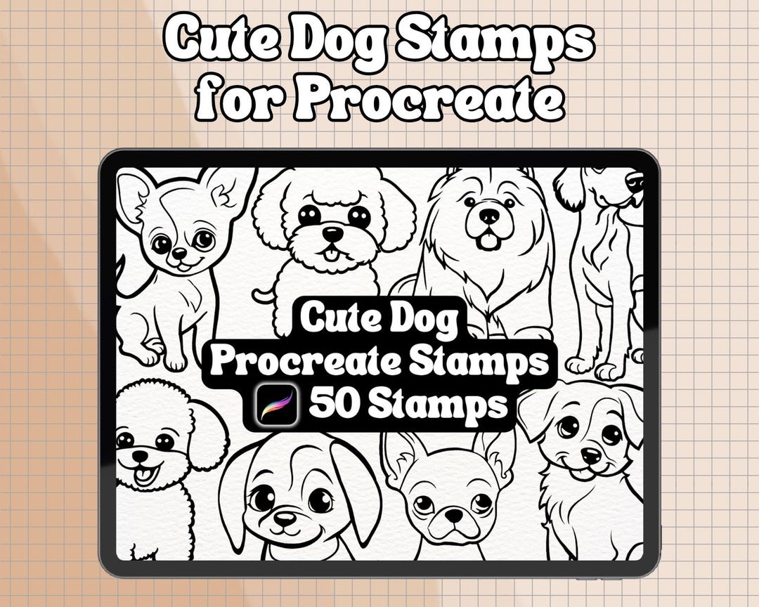 50 Cute Dog Procreate Stamps | Cute Dog Brush Stamps | Cute Dog Stamps ...