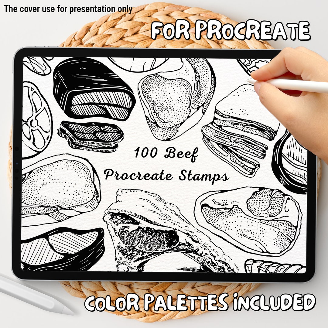 100 Beef Brush Stamps | Procreate Beef Brush Stamps | Beef Procreate ...