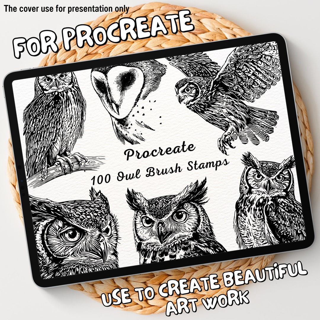 Owl Stamps for Procreate, Digital Wise Bird Brushes, Nocturnal Animal ...