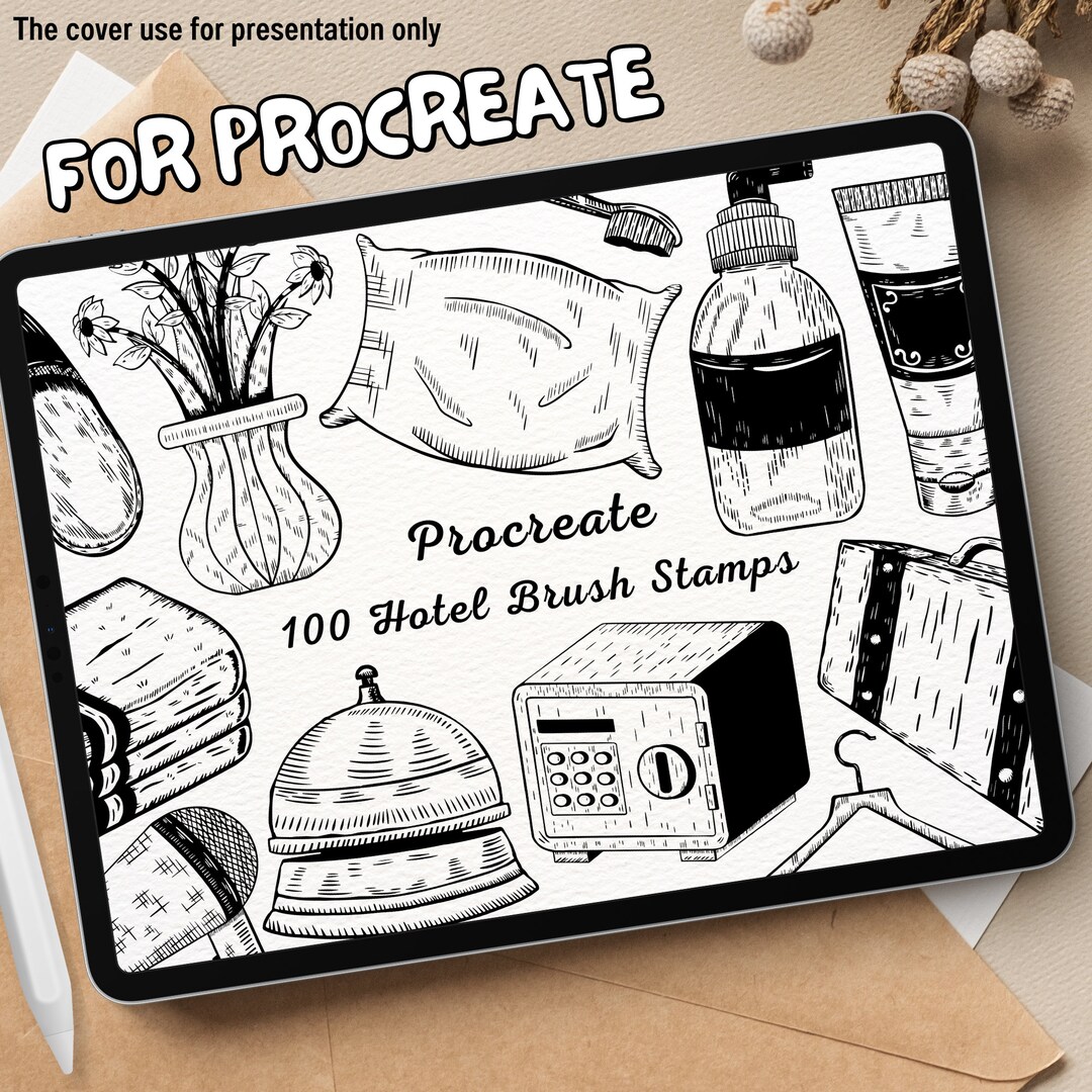 100 Hotel Brush Stamps | Procreate Hotel Brush Stamps | Hotel Procreate ...