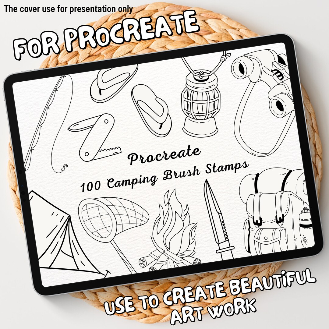 100 Camping Brush Stamps | Procreate Camping Brush Stamps | Camping ...