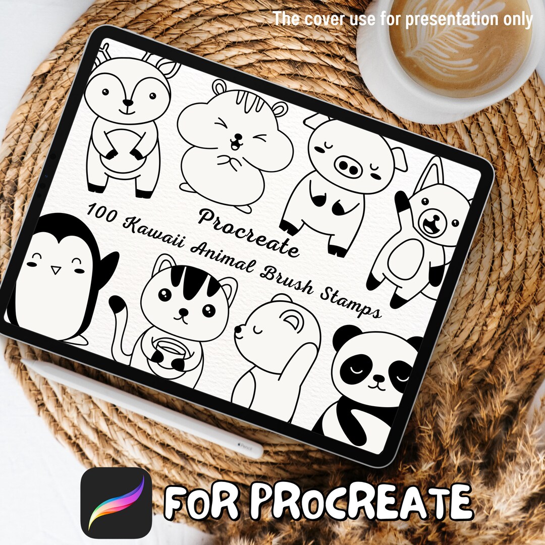 100 Kawaii Animal Brush Stamps | Procreate Kawaii Animal Brush Stamps ...