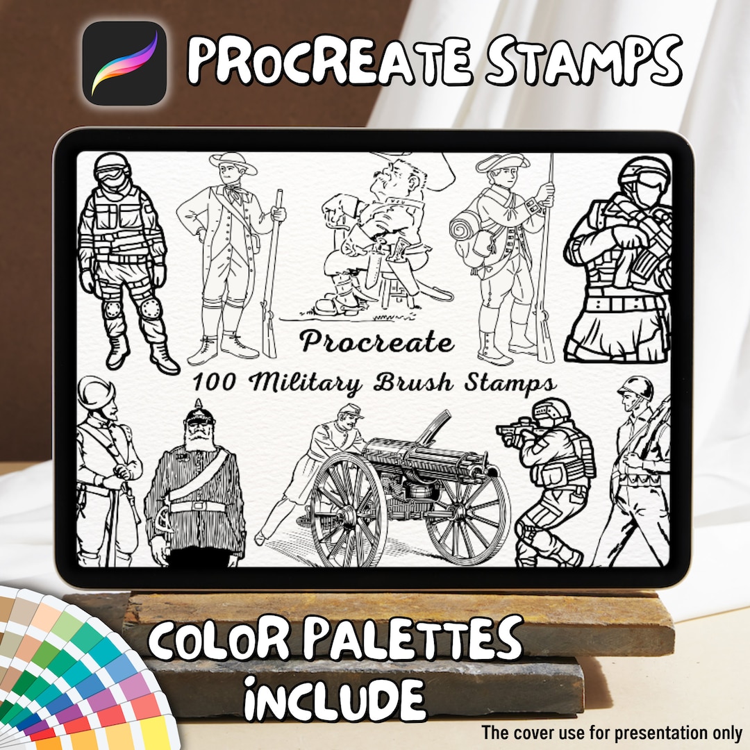 100 Military Brush Stamps | Procreate Military Brush Stamps | Military ...