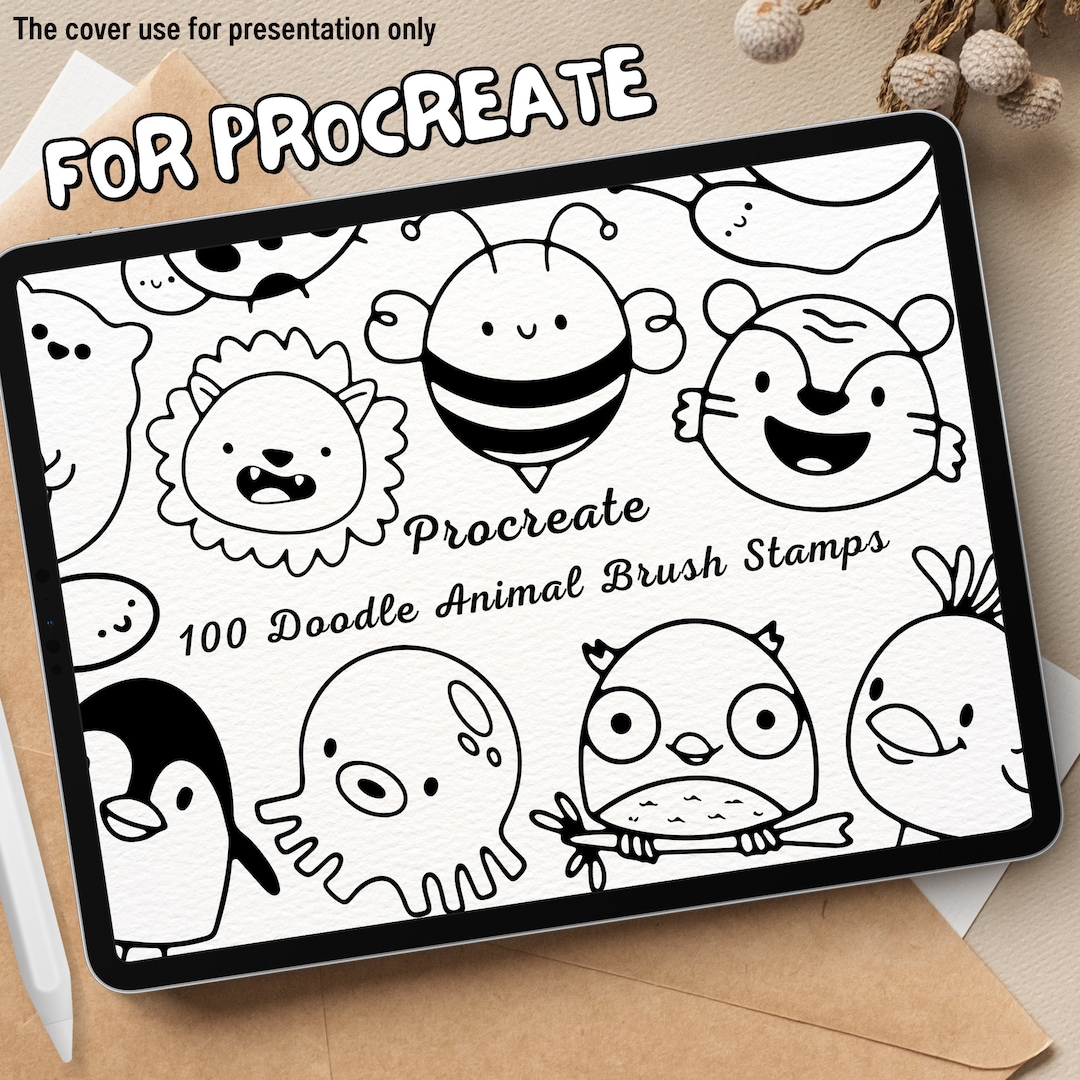 100 Doodle Animal Brush Stamps | Procreate Doodle Animal Brush Stamps ...