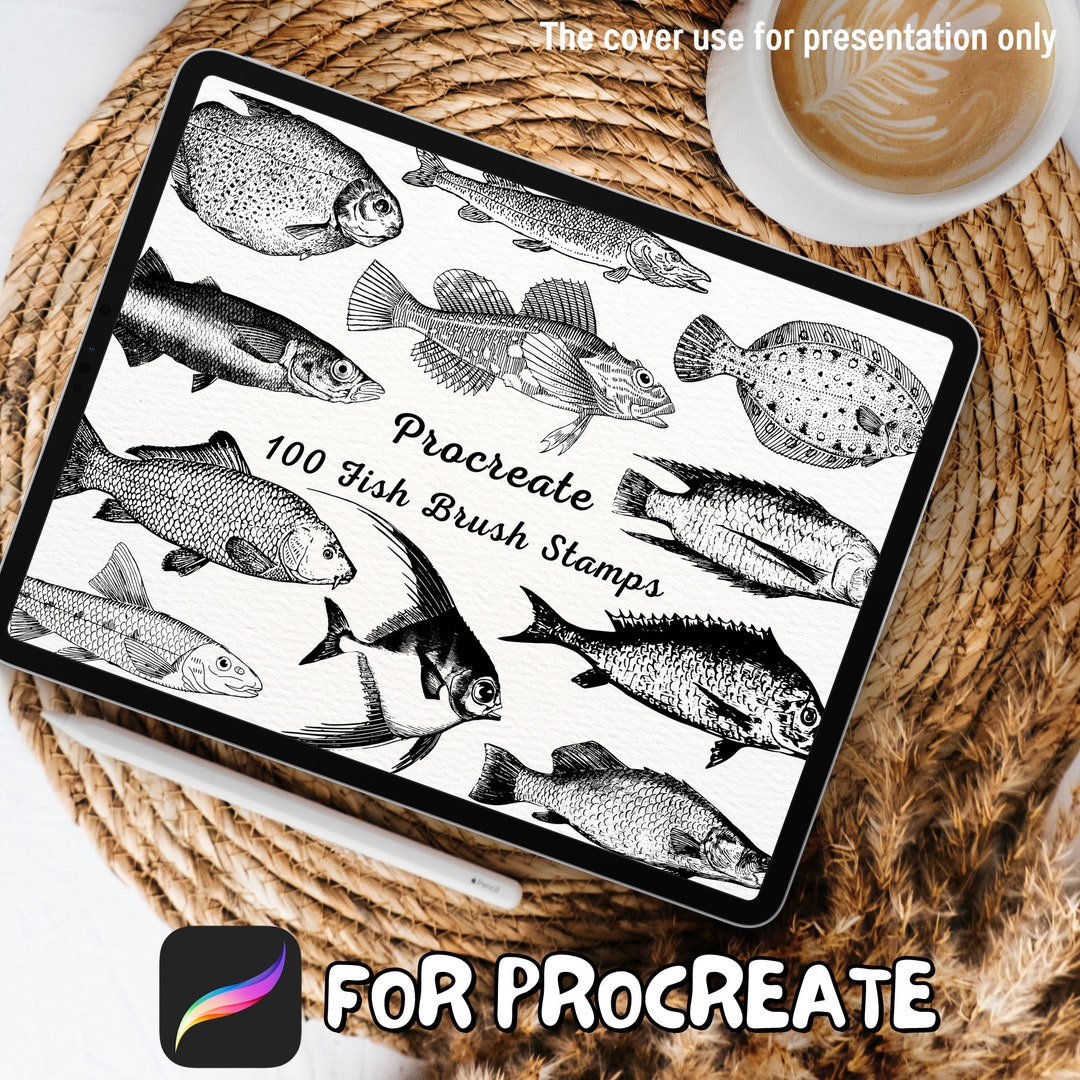 100 Fish Brush Stamps | Procreate Fish Brush Stamps | Fish Procreate ...