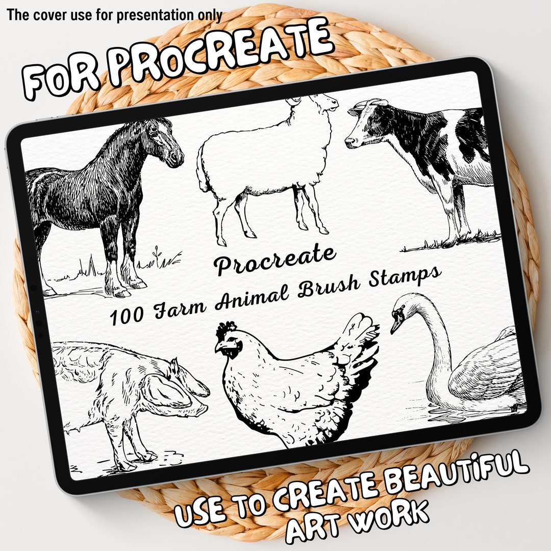 100 Farm Animal Brush Stamps | Procreate Farm Animal Brush Stamps ...