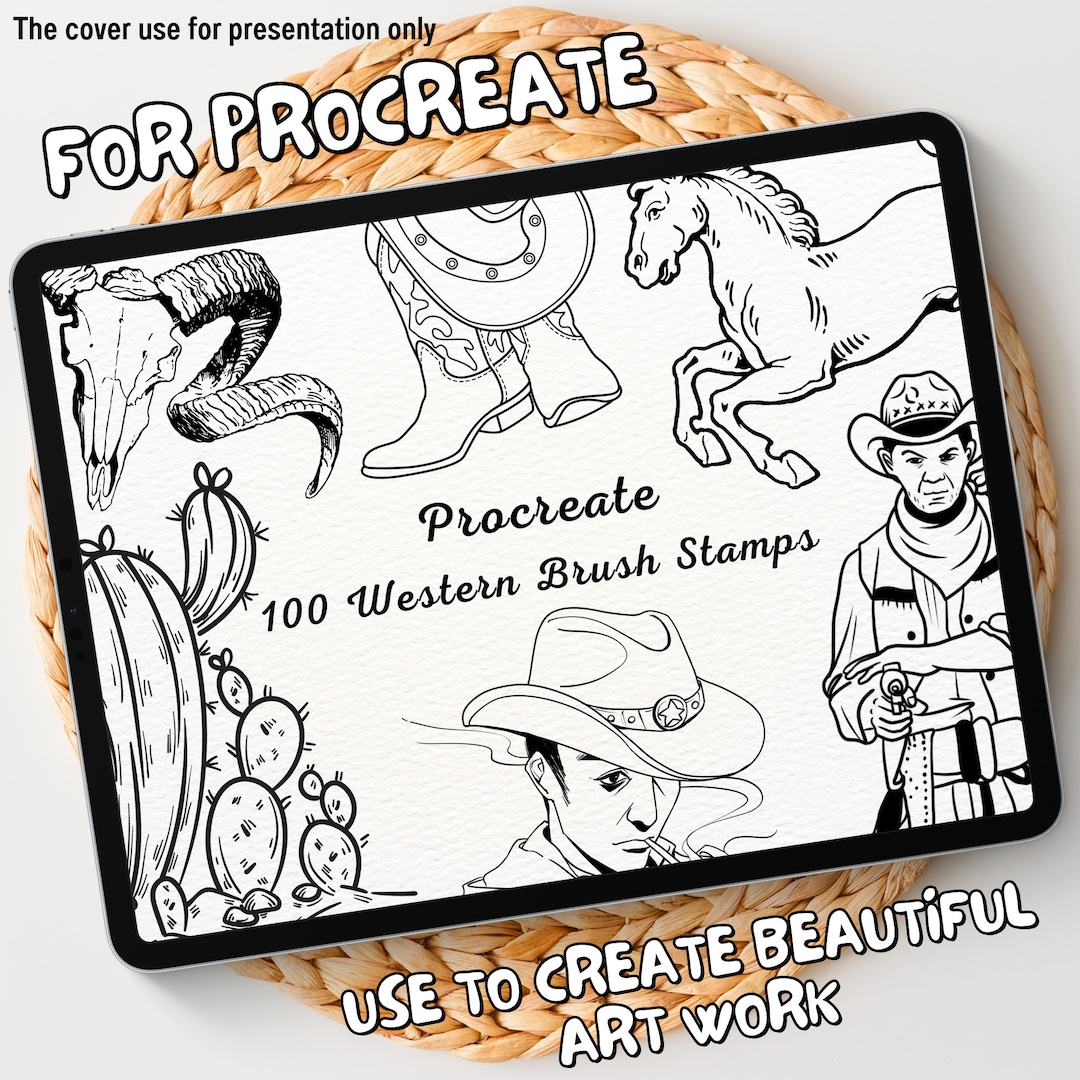 100 Western Brush Stamps | Procreate Western Brush Stamps | Western ...