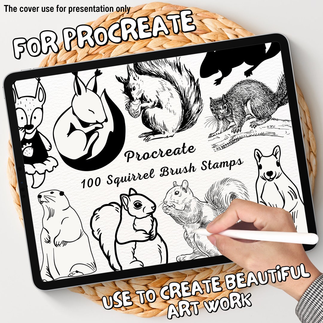 100 Squirrel Brush Stamps | Procreate Squirrel Brush Stamps | Squirrel ...