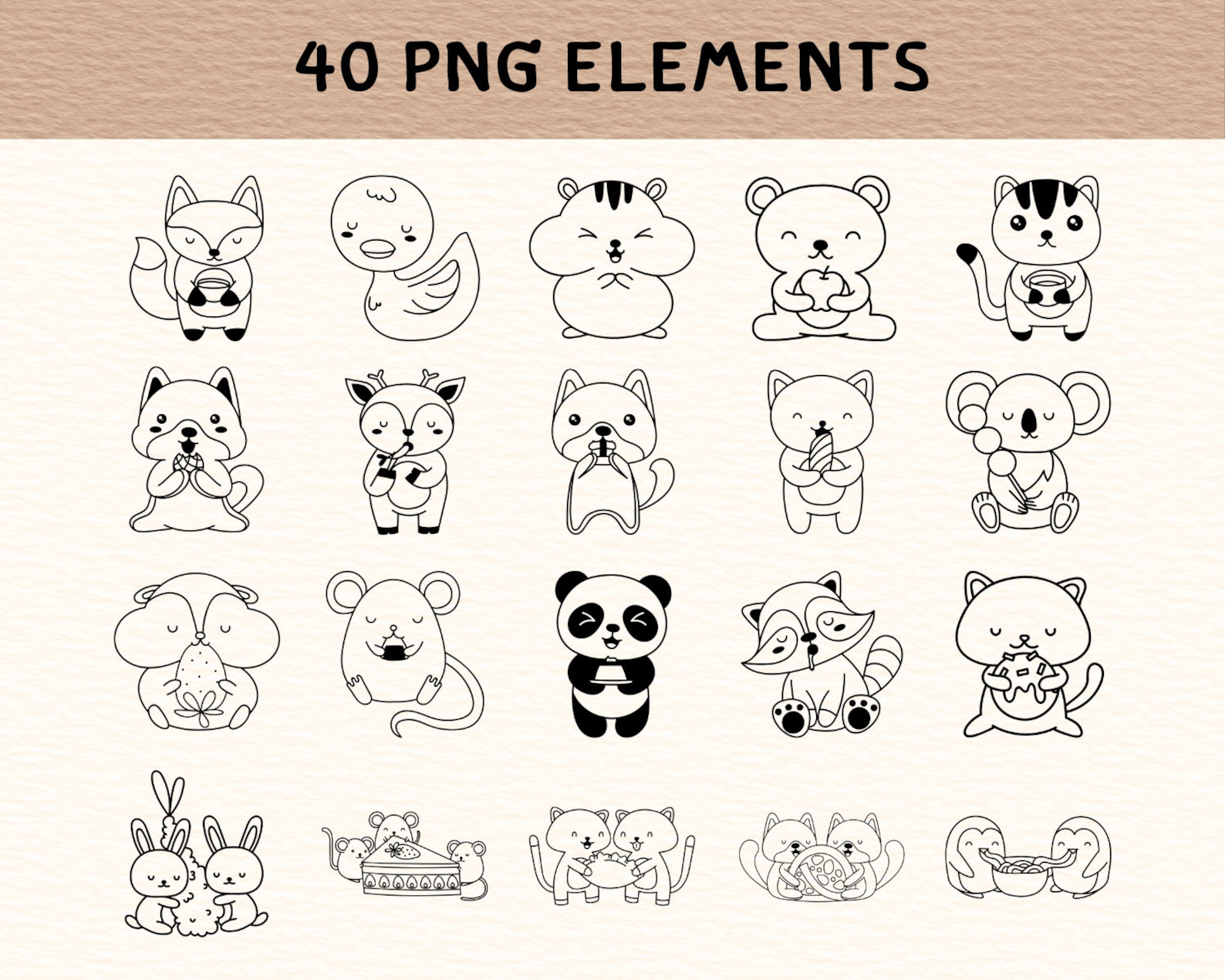 Cute Animal Vector Clipart Bundle Cute Animal Vector Clipart Cute ...