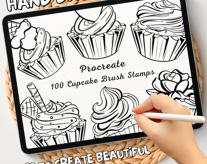 20 Hand Drawn Sweet Tooth Dessert Stamps for Procreate| Procreate Stamp ...