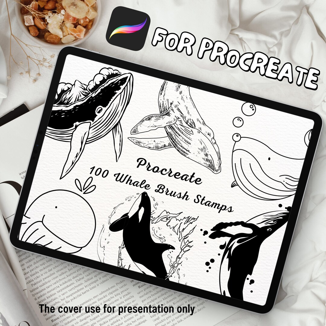 Whale Stamps for Procreate, Digital Ocean Animal Brushes, Marine Life ...