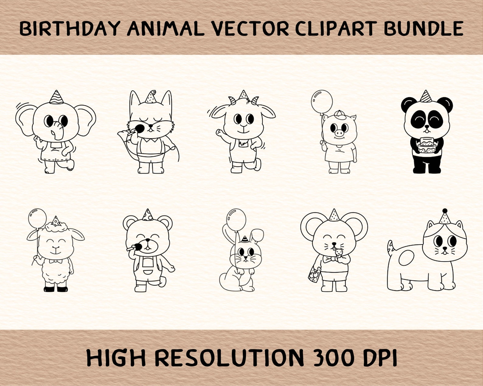 Birthday Animal Vector Clipart Bundle Birthday Animal Vector Clipart ...