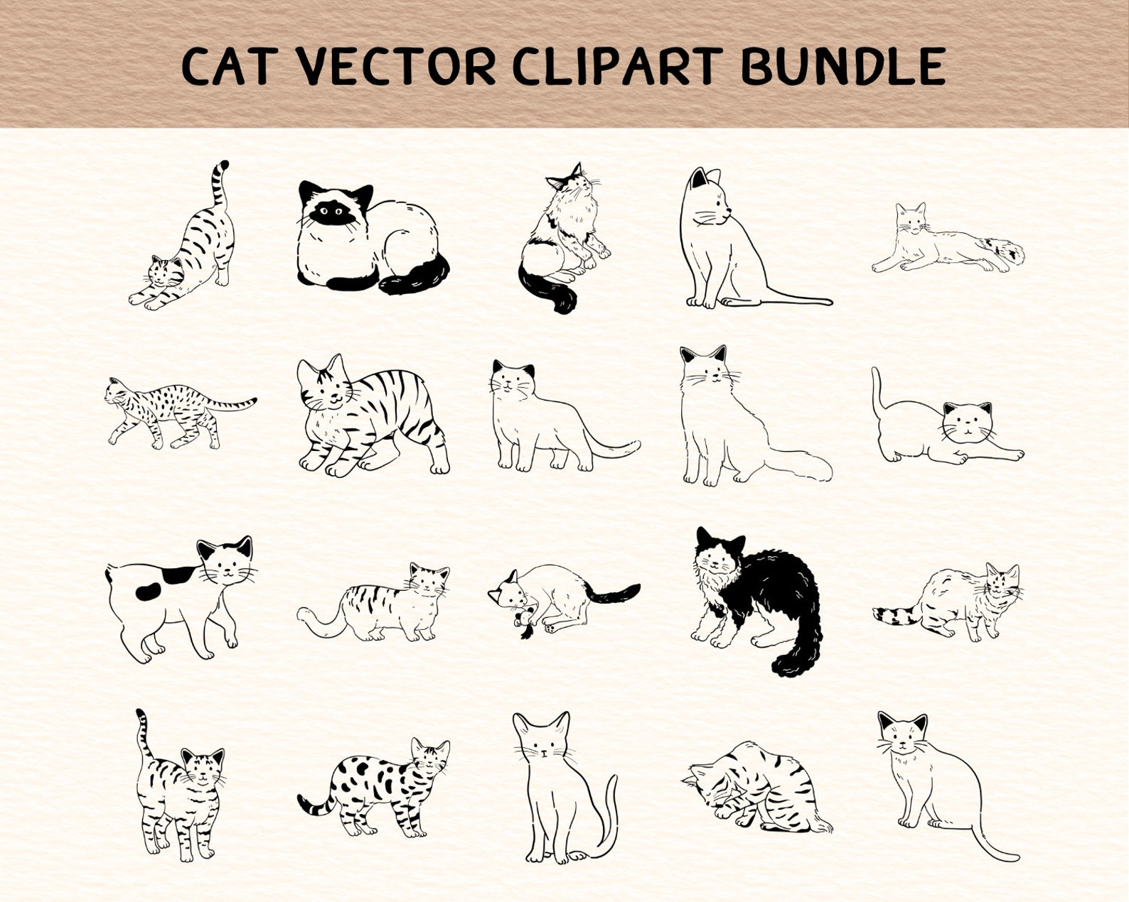 Cat Vector Clipart Bundle | Cat Vector Clipart | Cat Clipart | Cat Png ...