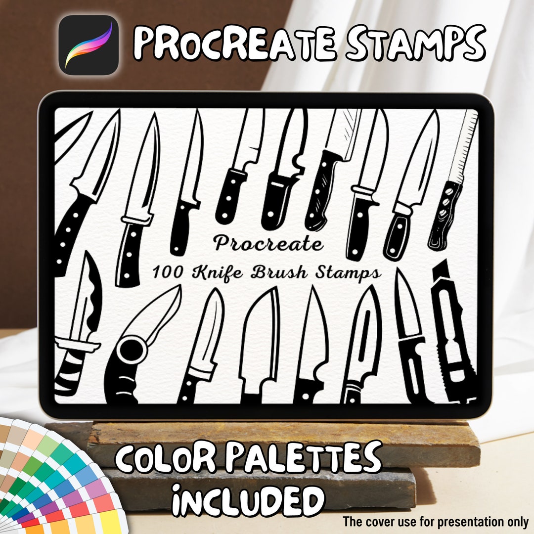 Knife Stamps for Procreate, Digital Kitchen Utensil Brushes, Cooking ...