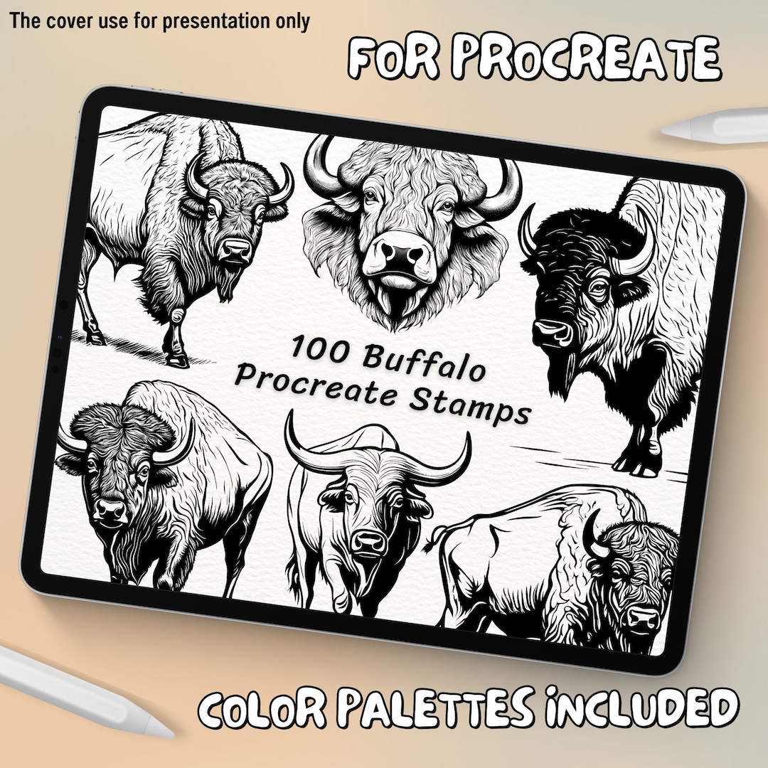 100 Buffalo Brush Stamps | Procreate Buffalo Brush Stamps | Buffalo ...