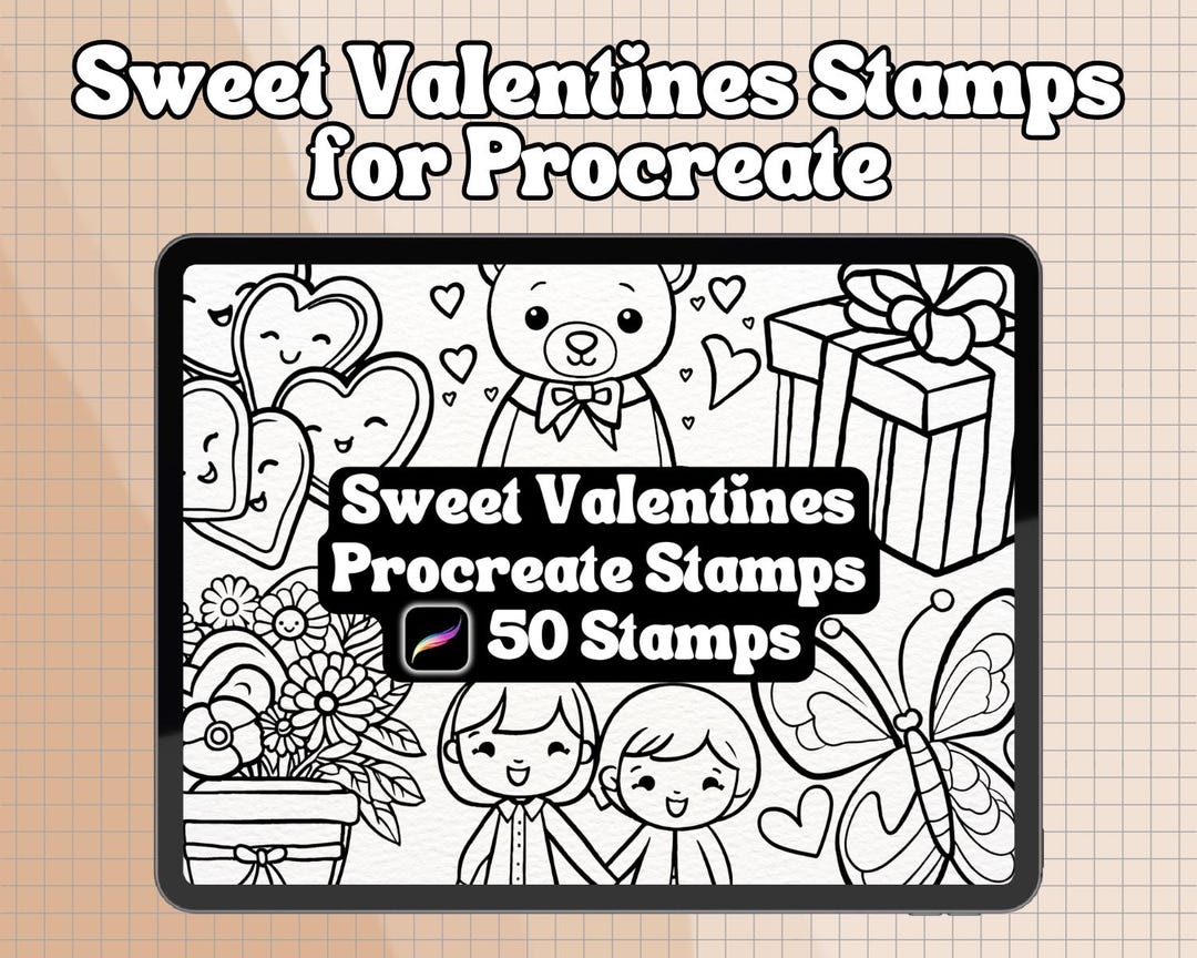 Sweet Valentines Procreate Stamps, Love Digital Brushes, Romantic ...