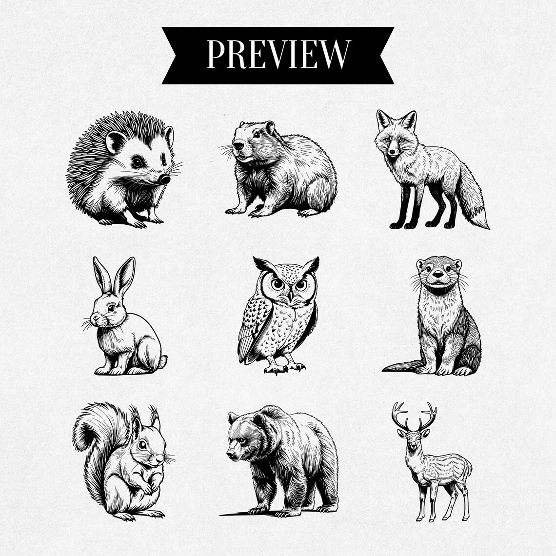 Vintage Woodland Animal SVG, Realistic Forest Creature PNG Clipart ...