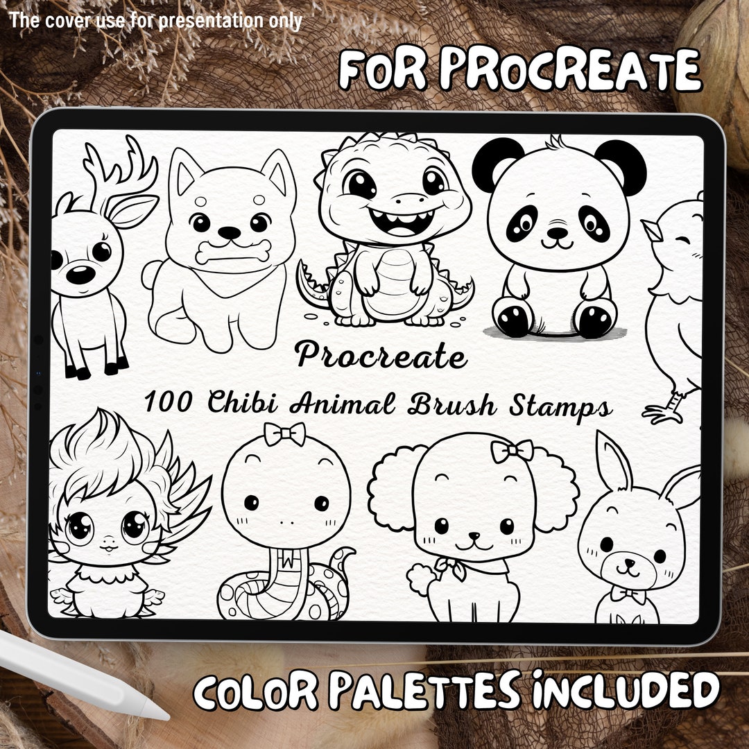 100 Chibi Animal Brush Stamps | Procreate Chibi Animal Brush Stamps ...