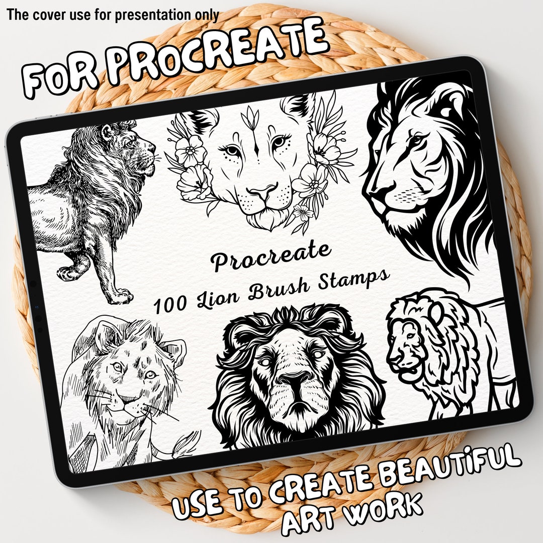 100 Lion Brush Stamps | Procreate Lion Brush Stamps | Lion Procreate ...