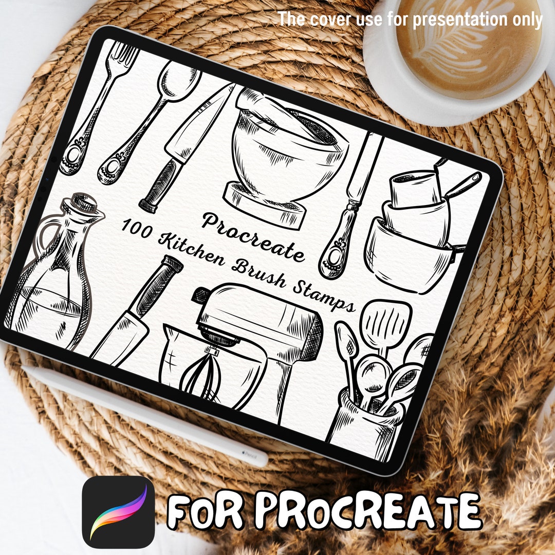 100 Kitchen Brush Stamps | Procreate Kitchen Brush Stamps | Kitchen ...