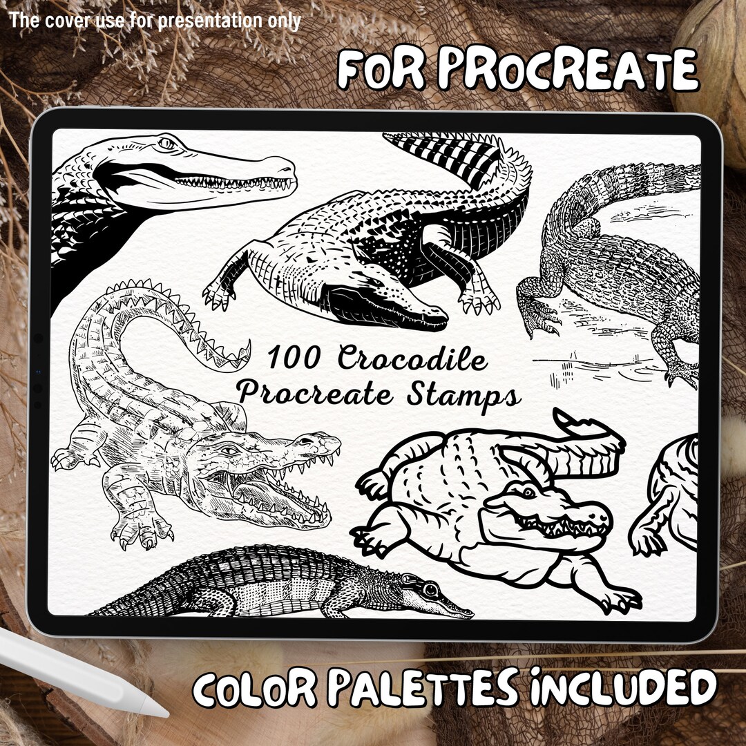 100 Crocodile Brush Stamps | Procreate Crocodile Brush Stamps ...