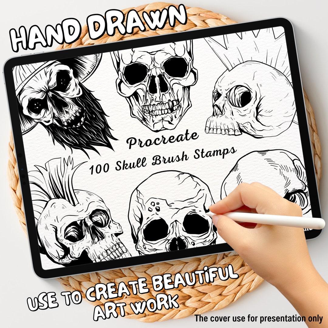 100 Skull Brush Stamps | Procreate Skull Brush Stamps | Skull Procreate ...