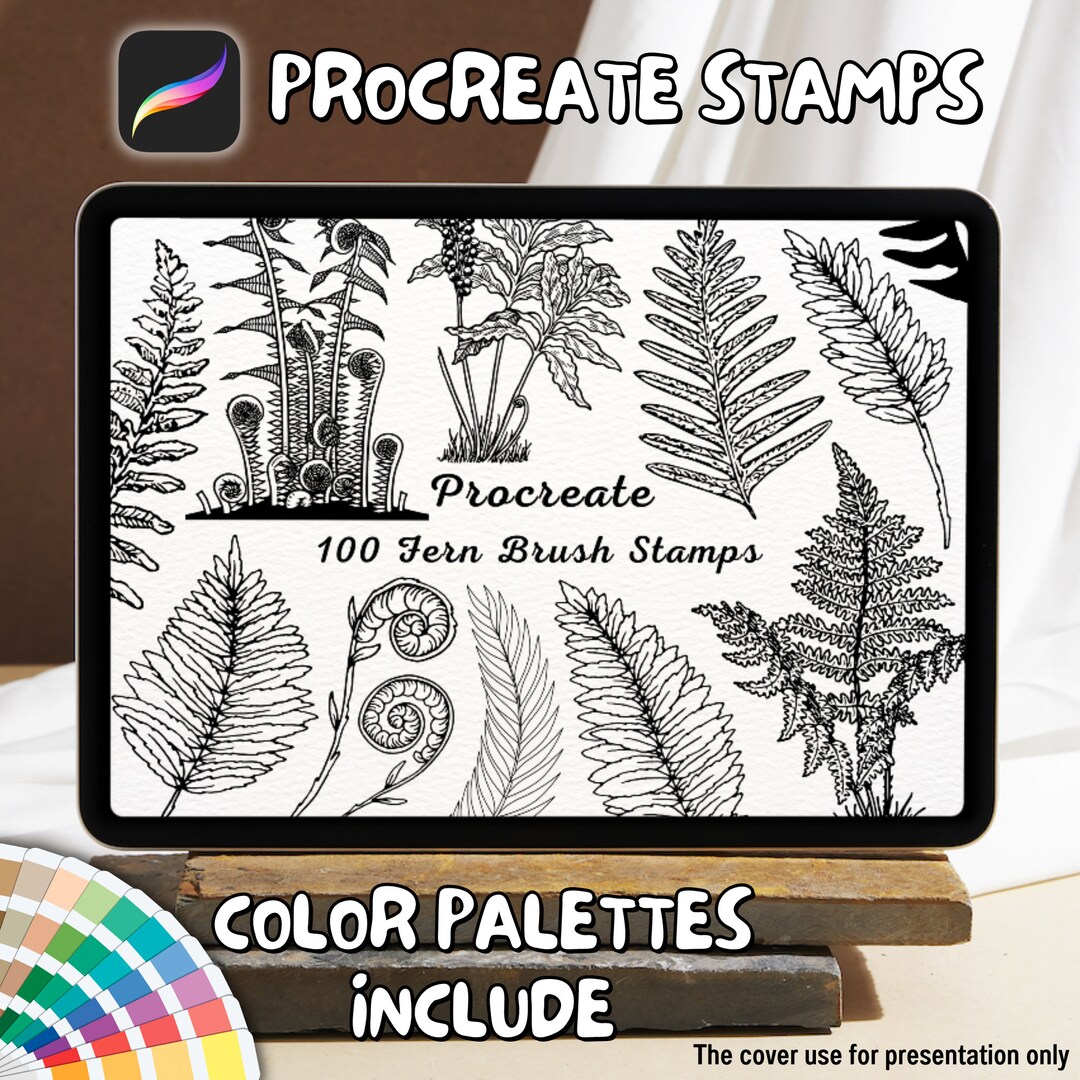 Fern Stamps for Procreate, Digital Forest Plant Brushes, Botanical Leaf ...