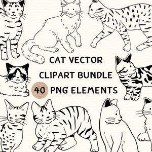 Cat Vector Clipart Bundle | Cat Vector Clipart | Cat Clipart | Cat Png ...