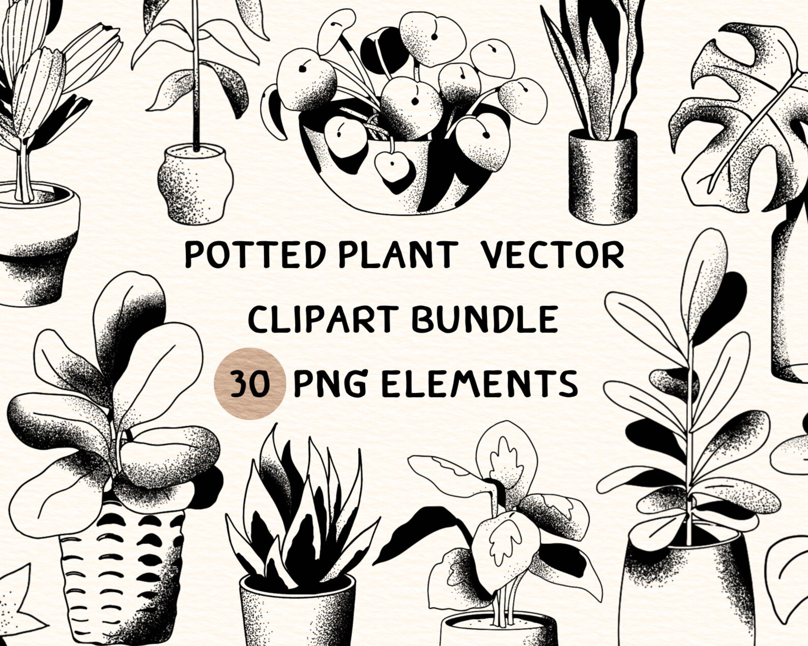 Potted Plant Vector Clipart Bundle Potted Plant Vector Clipart Potted ...