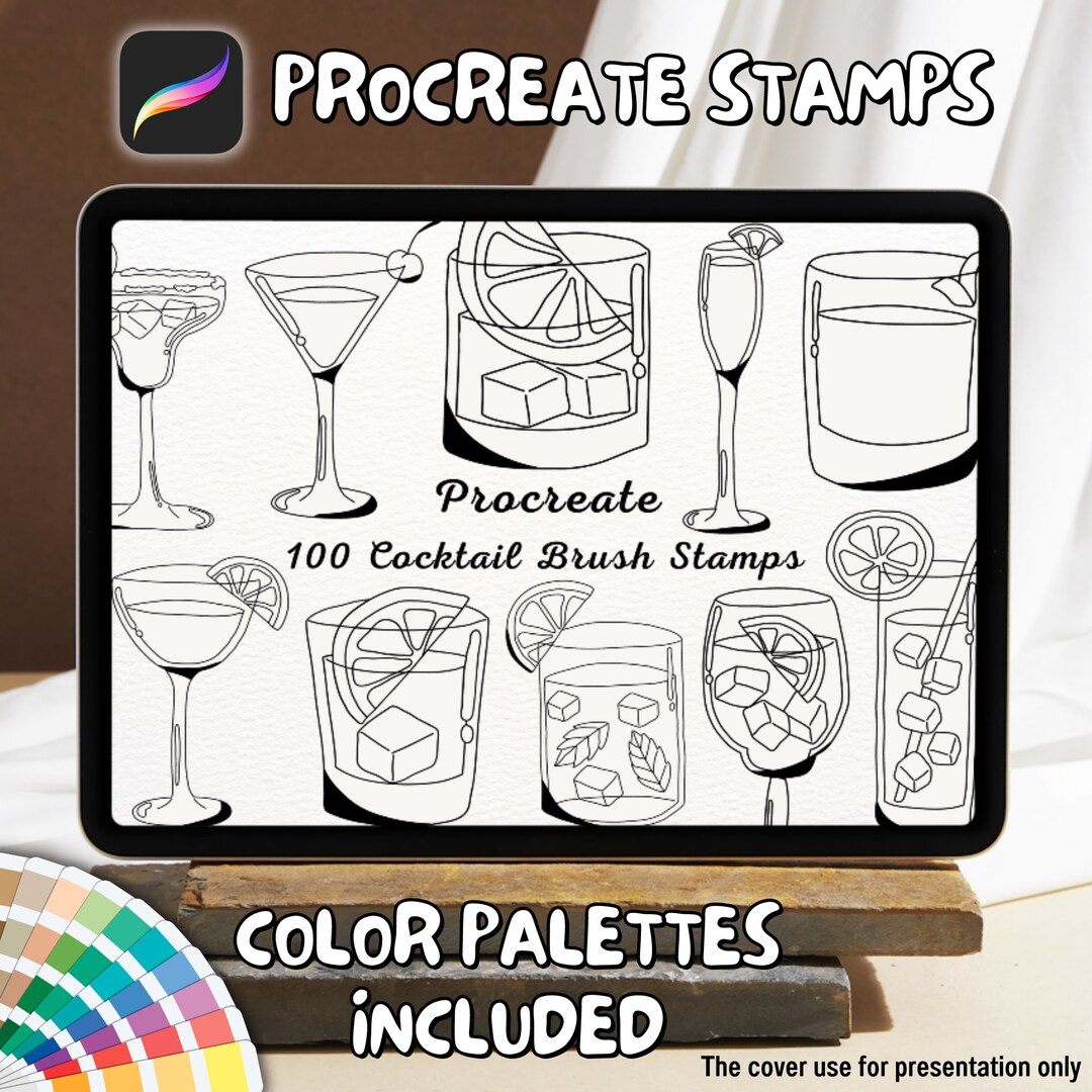 100 Cocktail Brush Stamps | Procreate Cocktail Brush Stamps | Cocktail ...