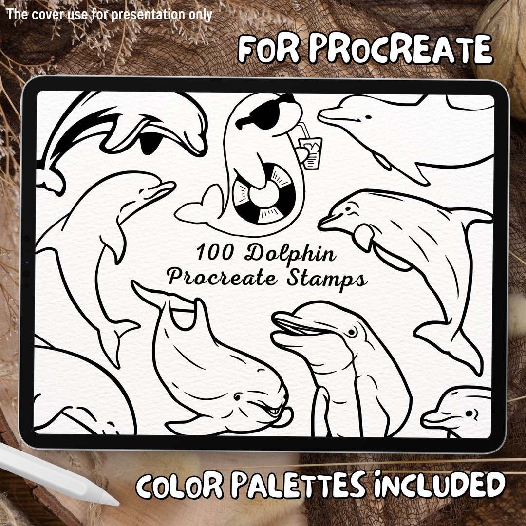 100 Dolphin Brush Stamps | Procreate Dolphin Brush Stamps | Dolphin ...