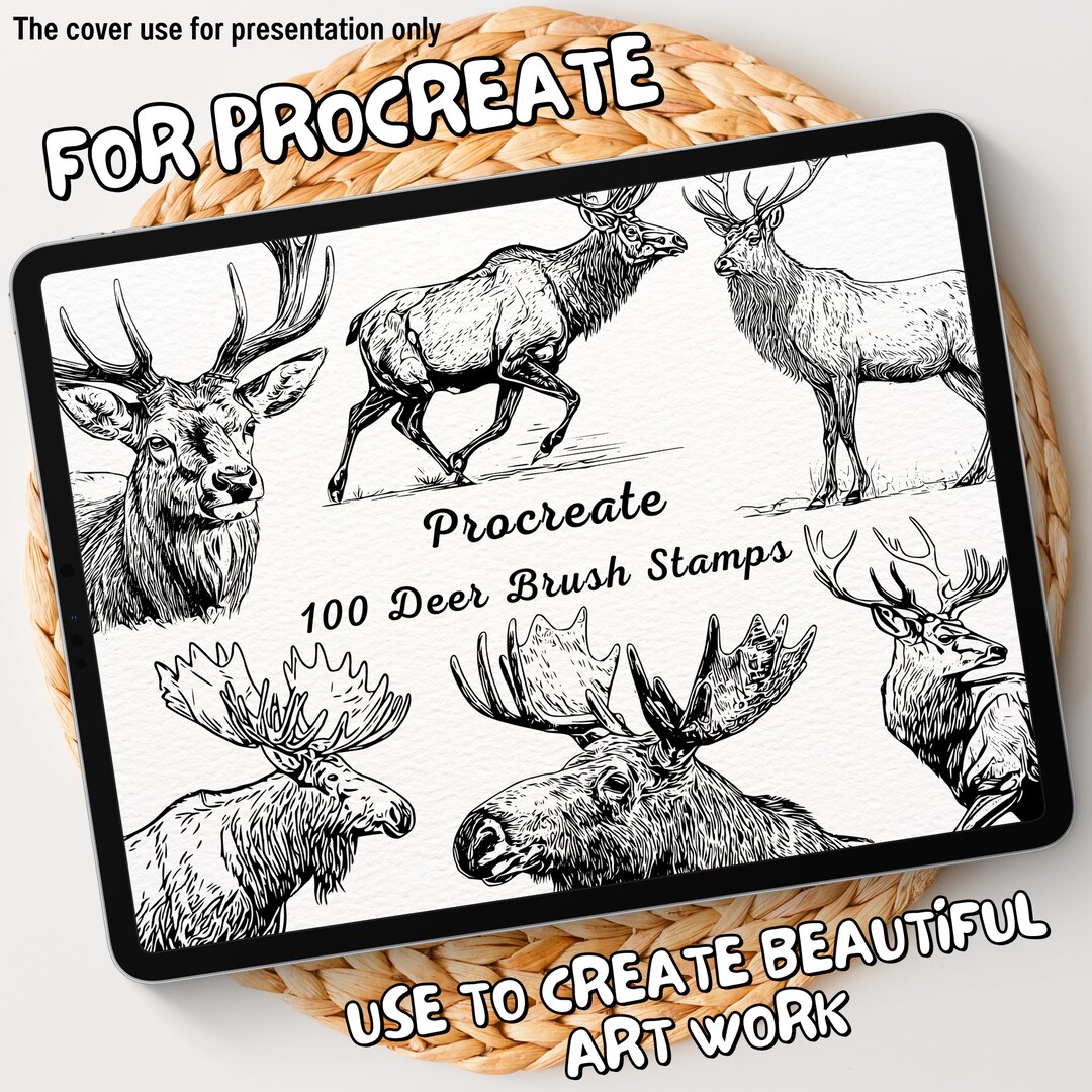 100 Deer Brush Stamps | Procreate Deer Brush Stamps | Deer Procreate ...