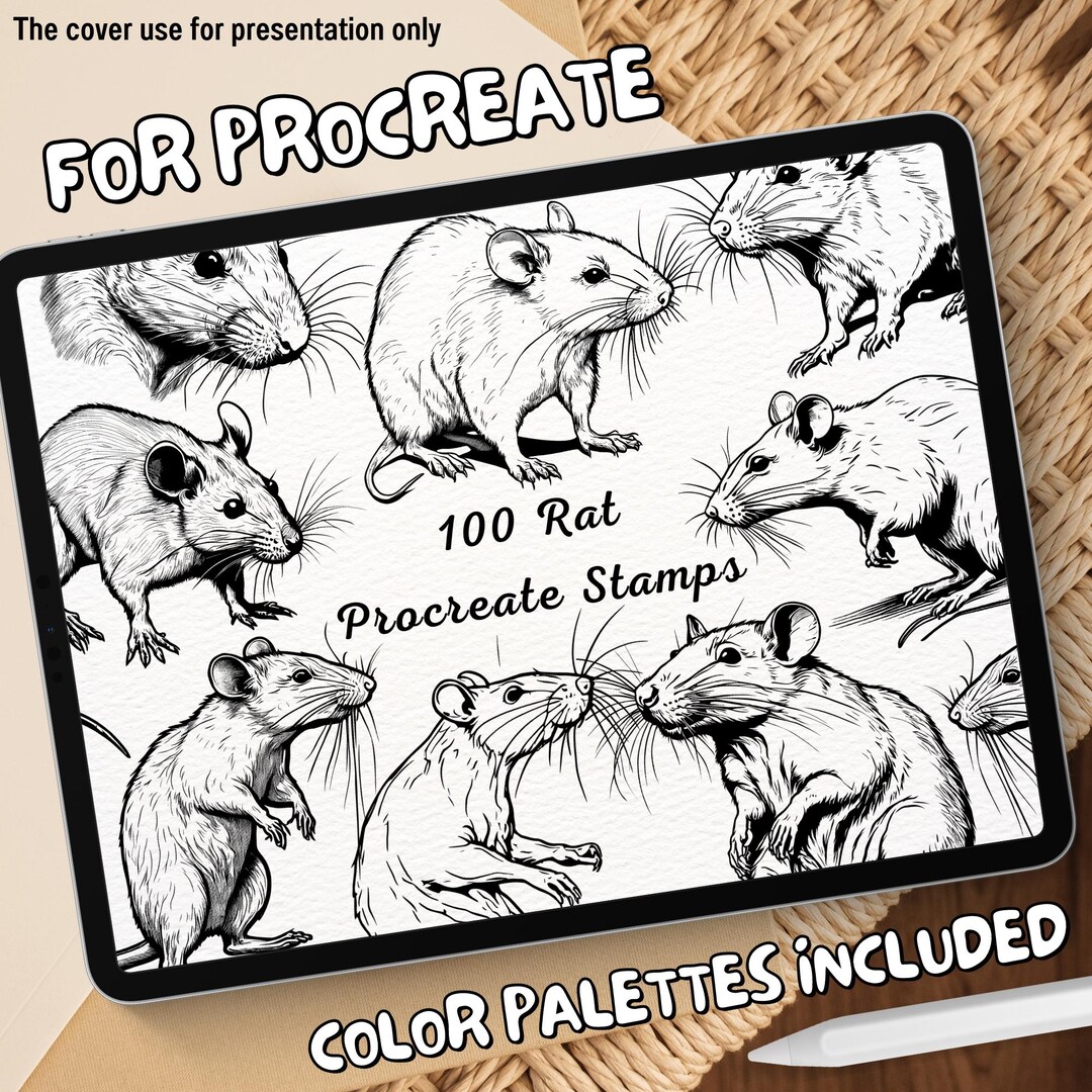 100 Rat Brush Stamps | Procreate Rat Brush Stamps | Rat Procreate ...