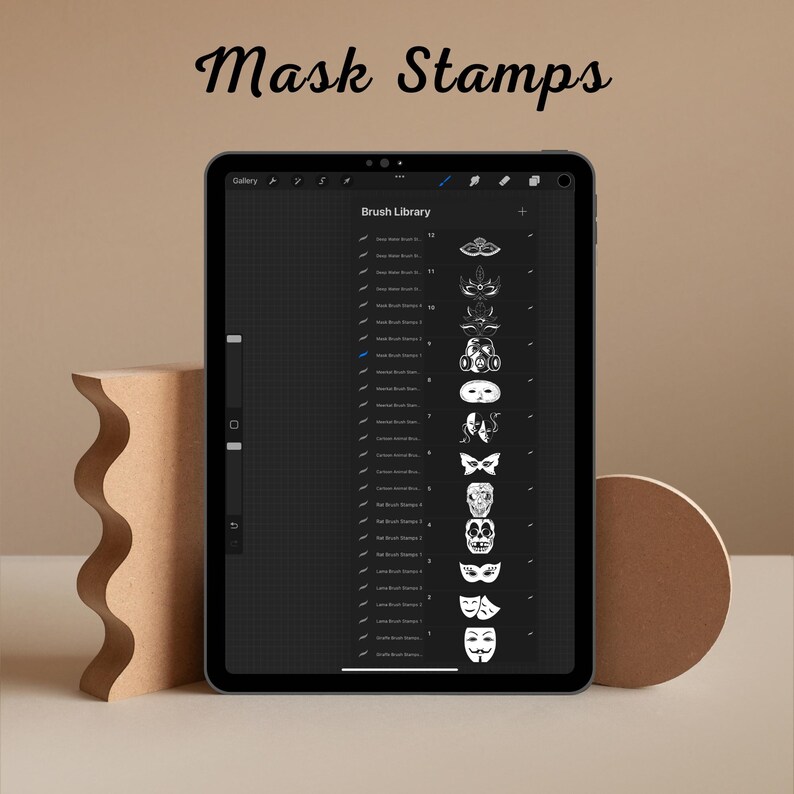 100 Mask Brush Stamps | Procreate Mask Brush Stamps | Mask Procreate ...