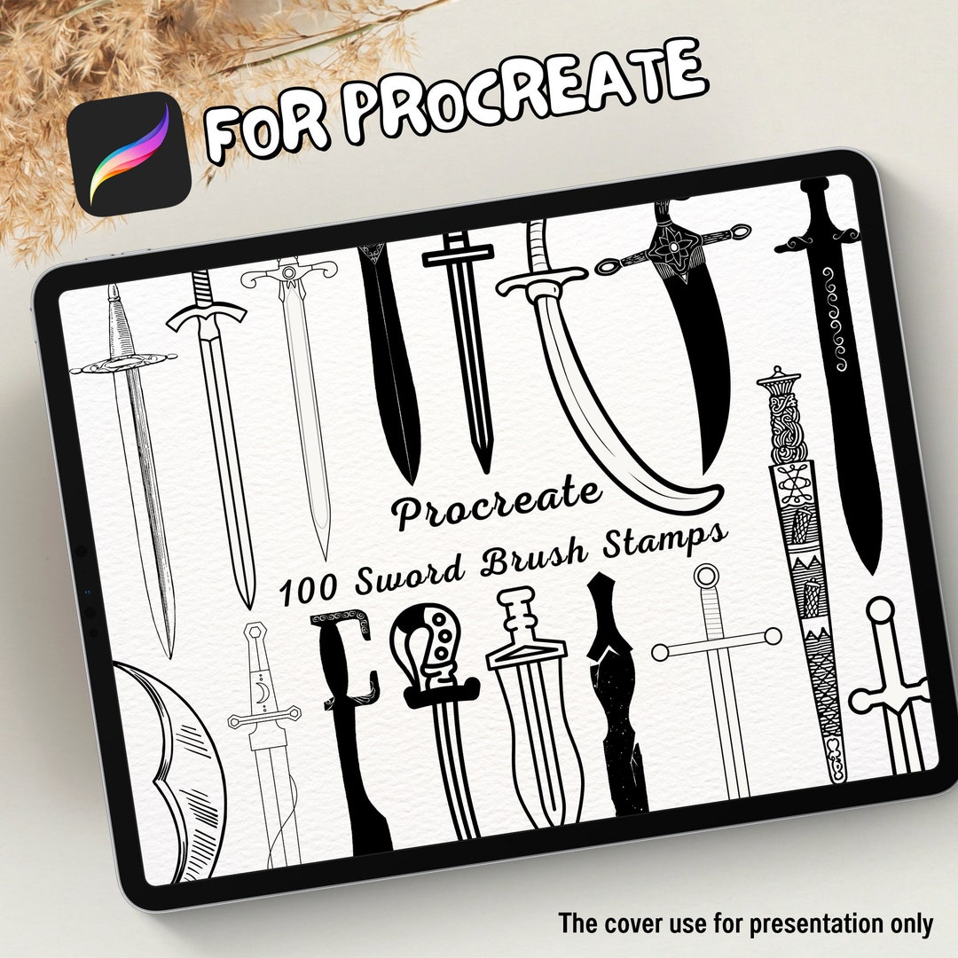 100 Sword Brush Stamps | Procreate Sword Brush Stamps | Sword Procreate ...