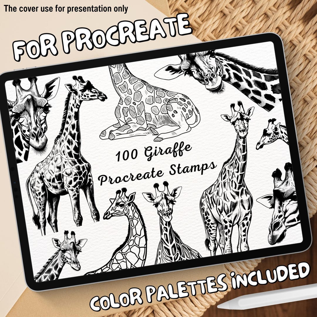 100 Giraffe Brush Stamps | Procreate Giraffe Brush Stamps | Giraffe ...
