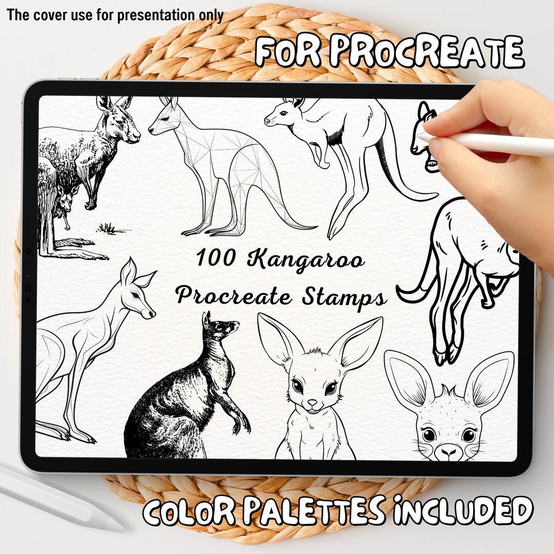 100 Kangaroo Brush Stamps | Procreate Kangaroo Brush Stamps | Kangaroo ...