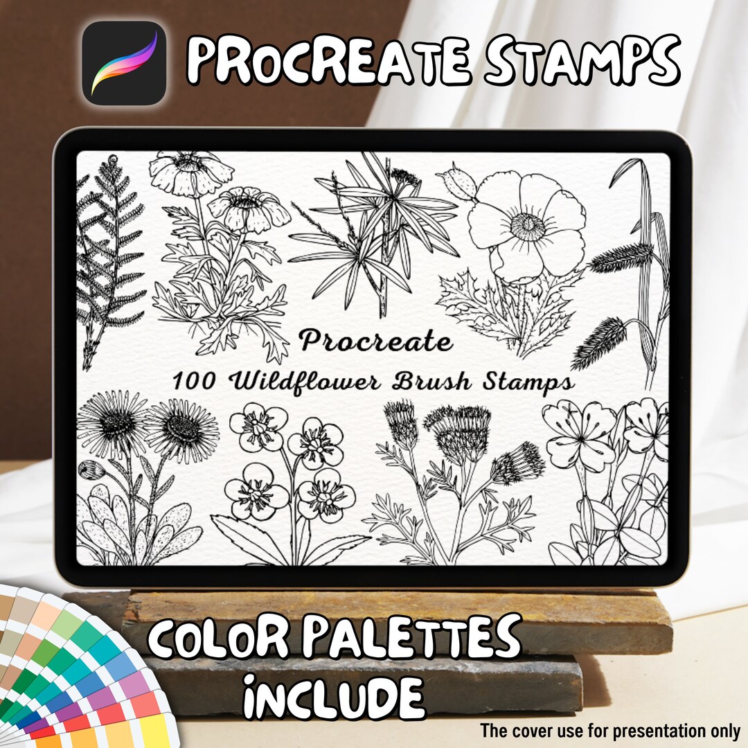 100 Wildflower Brush Stamps | Procreate Wildflower Brush Stamps ...