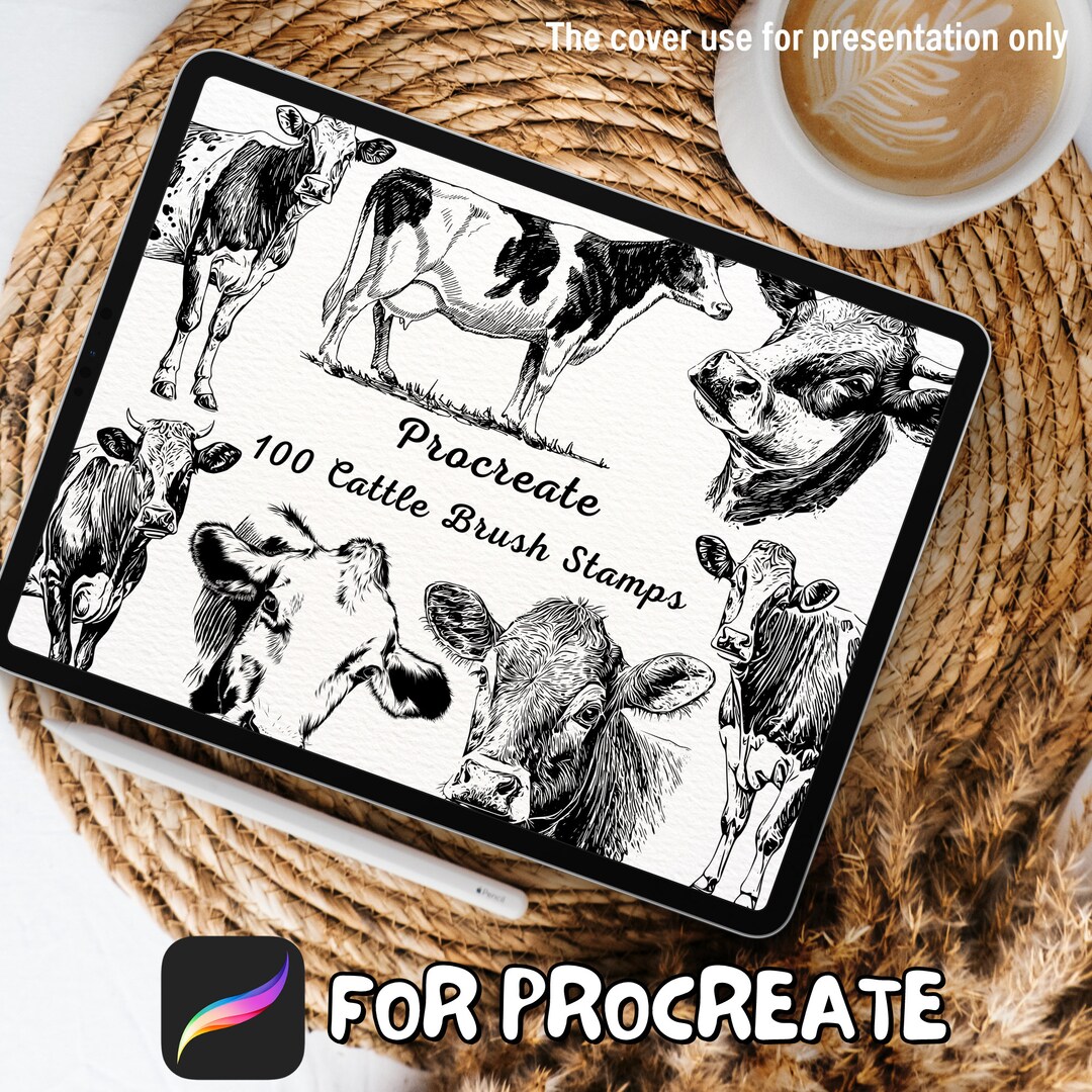 100 Cattle Brush Stamps | Procreate Cattle Brush Stamps | Cattle ...