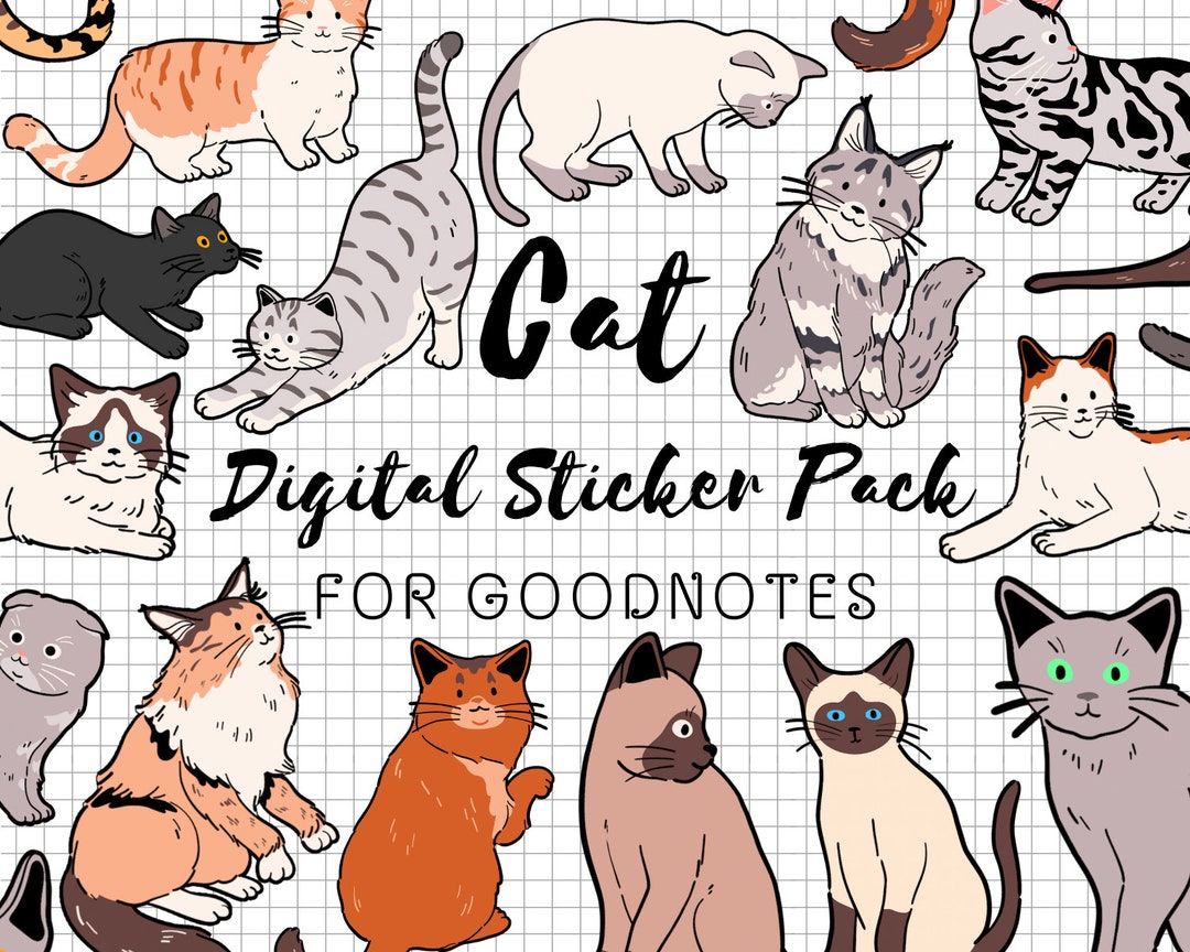 Cat Goodnotes Stickers | Cat Digital Stickers | Cat Planner Stickers ...