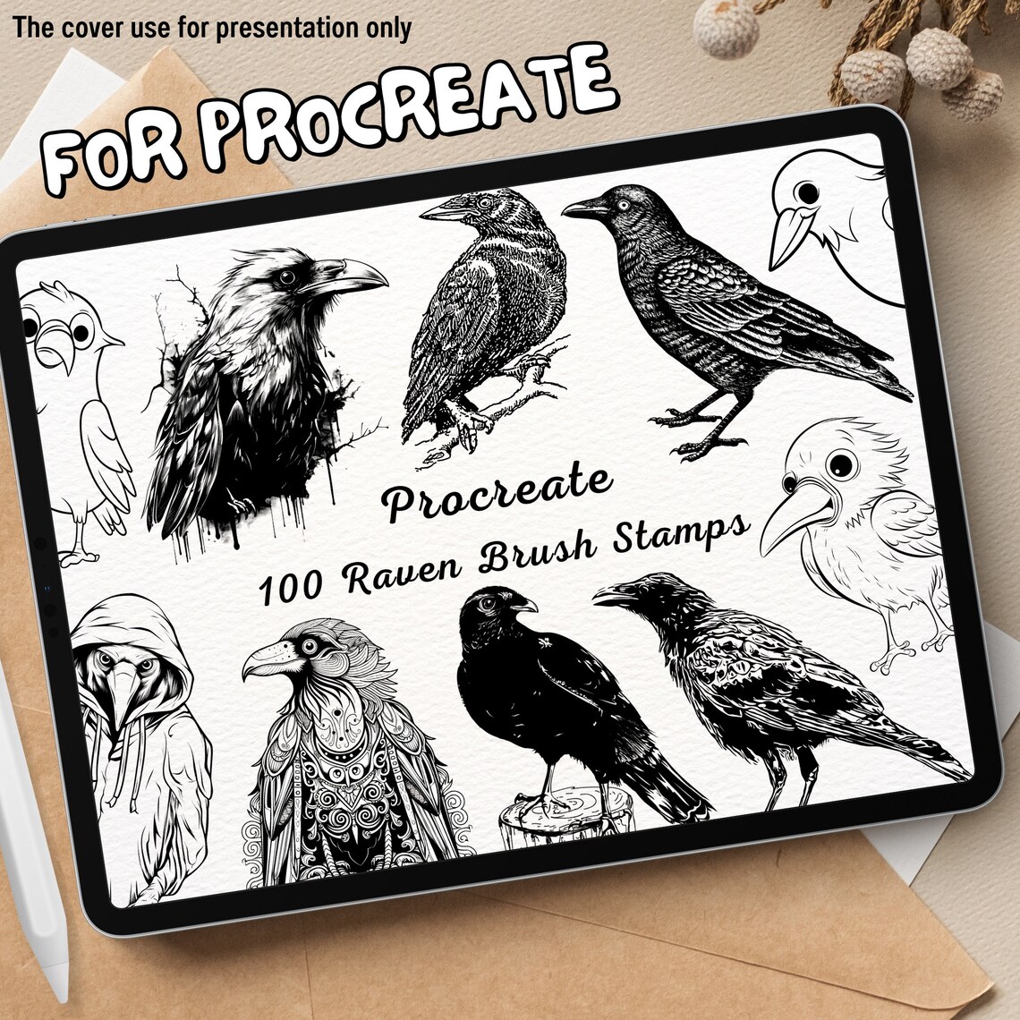 100 Raven Brush Stamps Procreate Raven Brush Stamps Raven Procreate ...
